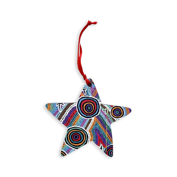 Aboriginal Christmas Decoration - Wooden Star Made in Australia - Bits ...