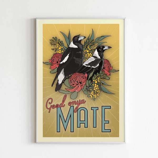 Australian Art Prints - A4 magpies Poster - Bits of Australia