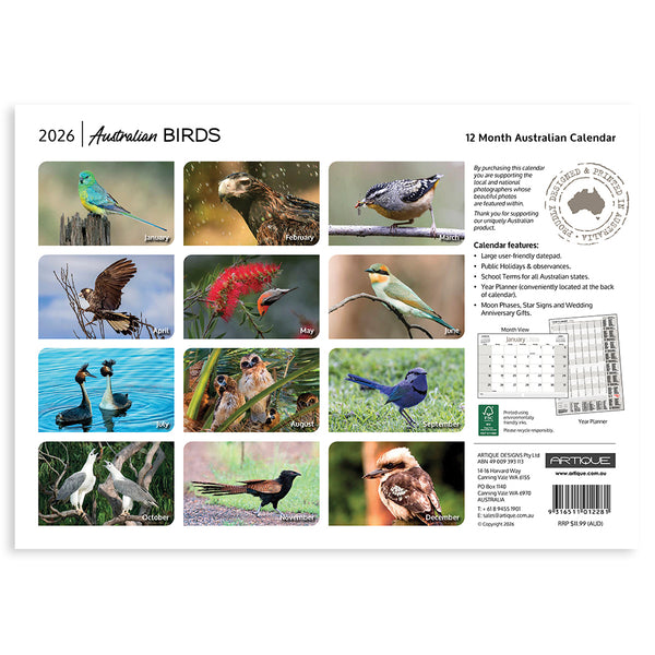 2026 Australian Birds Calendar for Made in Australia Souvenirs - Bits ...