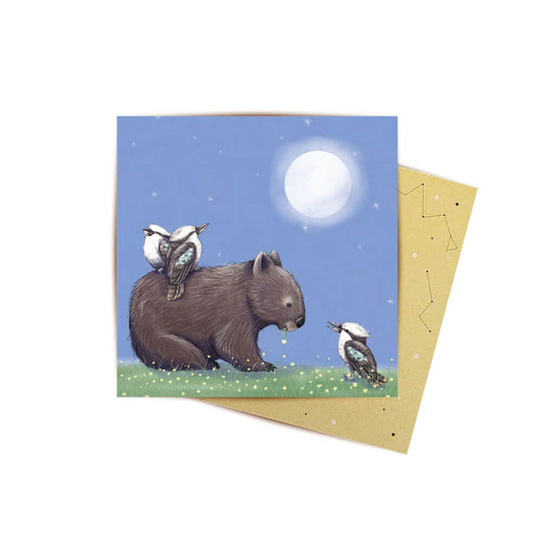 Wombat & Kookaburra Mini Greeting Card Australia - Bits of Australia