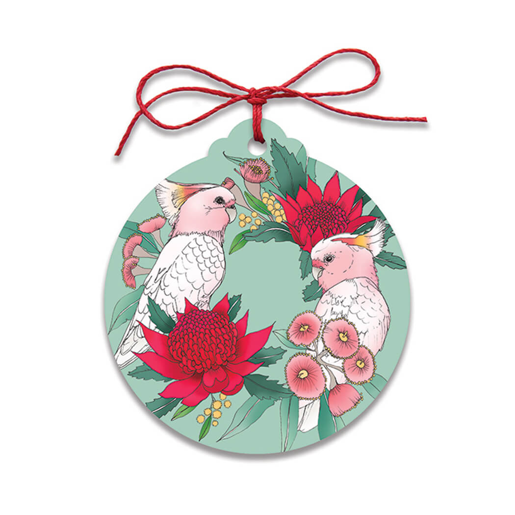 Pink Cockatoo Christmas Gift Tags for Australia Gifts - Bits of Australia